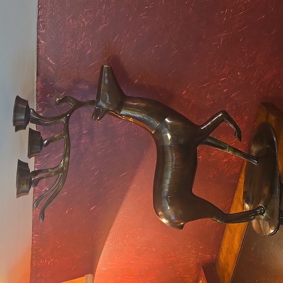 Art | Copper Reindeer Deer Candle Holder Centerpiece Unbranded Heavy ...